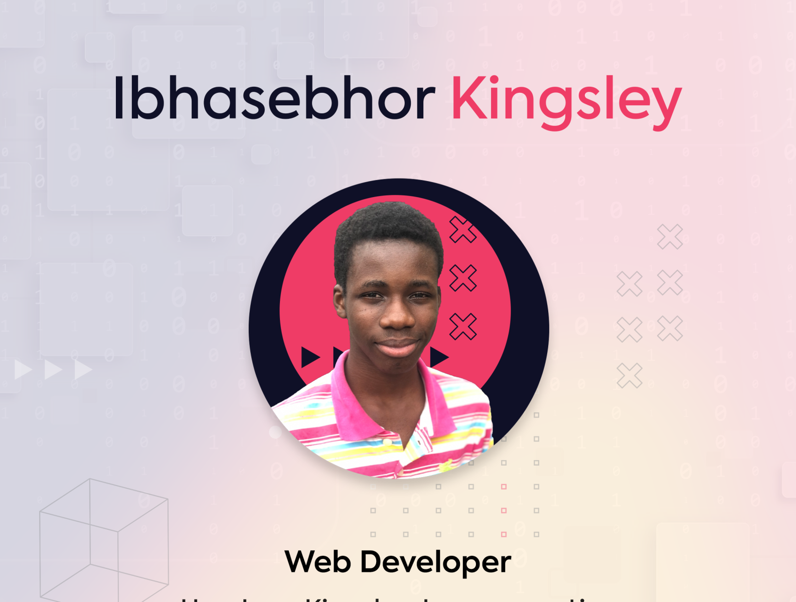About me profile by Kingsley Ibhasebhor on Dribbble