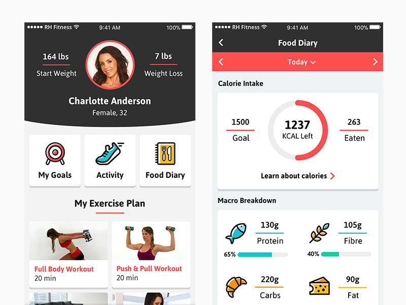 Fitness Tracking App by Catherine Hopkins on Dribbble