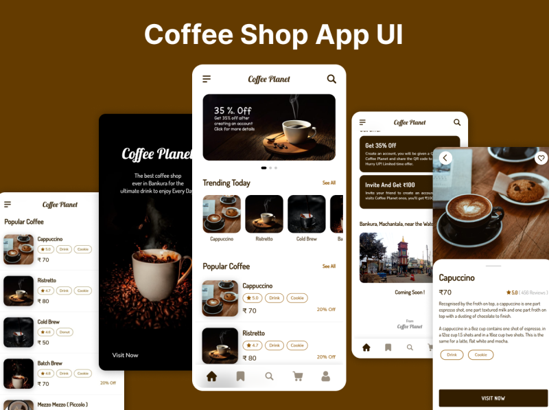Coffee Shop Application UI by Abinash Karmakar on Dribbble
