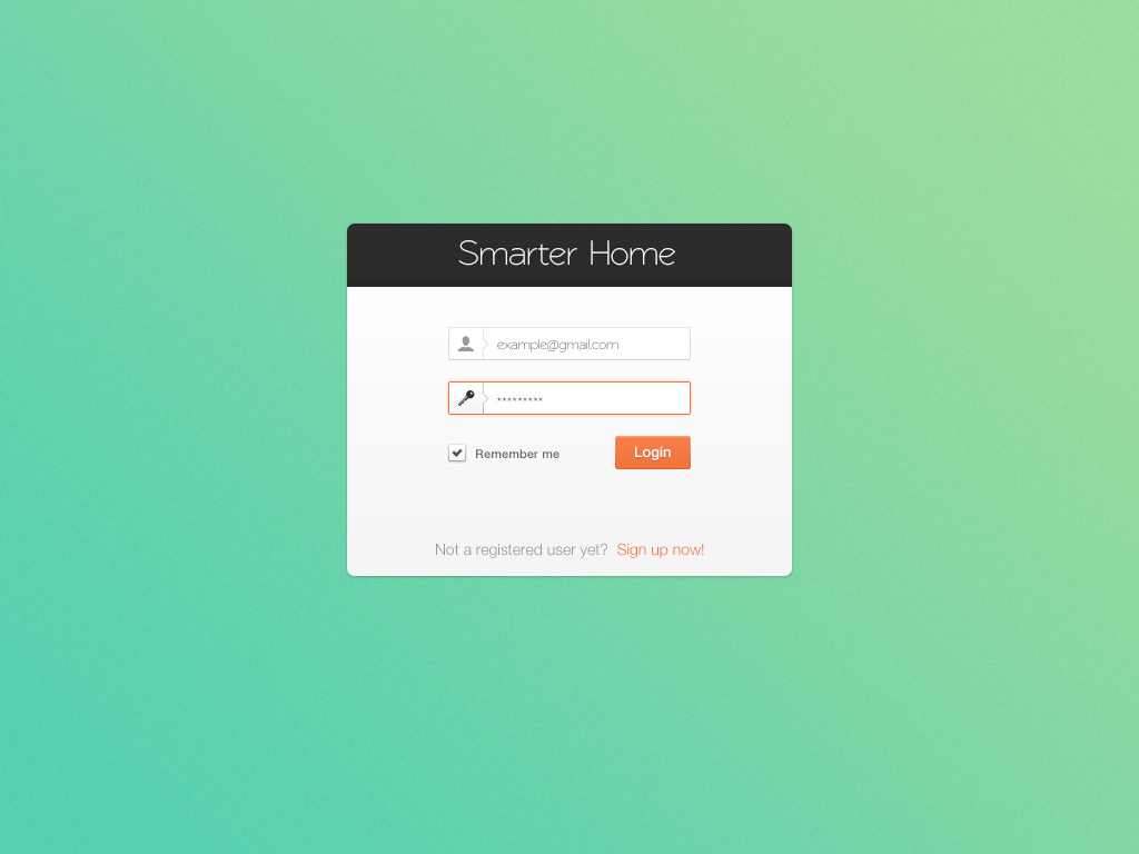 First Freebie! :) - Smarter Home App Login by Ozzy Urrutia on Dribbble