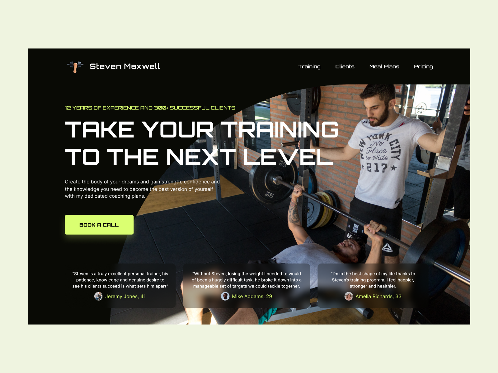 Personal Trainer Home Page Concept by ntureweb on Dribbble