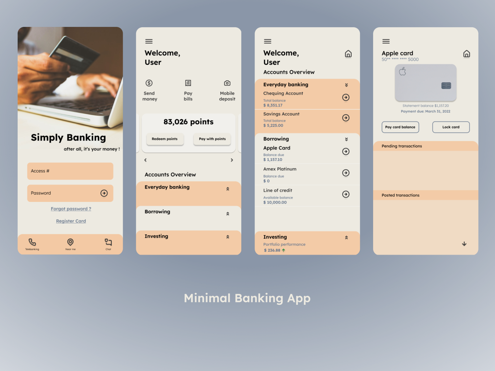 Minimal Banking App by Kamalesh Maram on Dribbble