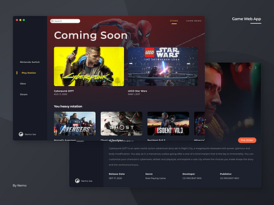Game Web App by Nemo_lee on Dribbble
