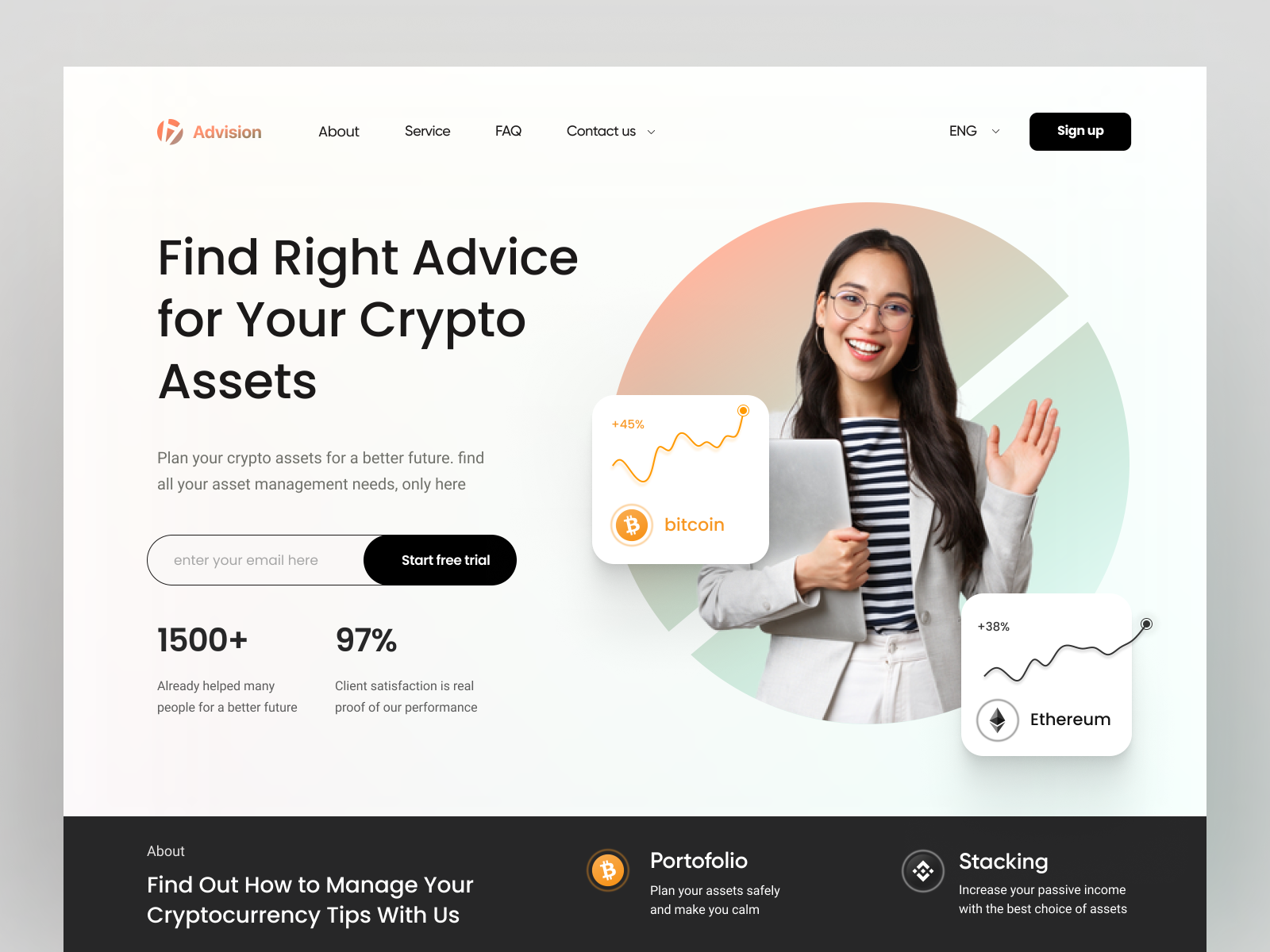 Crypto Asset Management Advisor - Website Header by Jordan Abdul Aziz ...