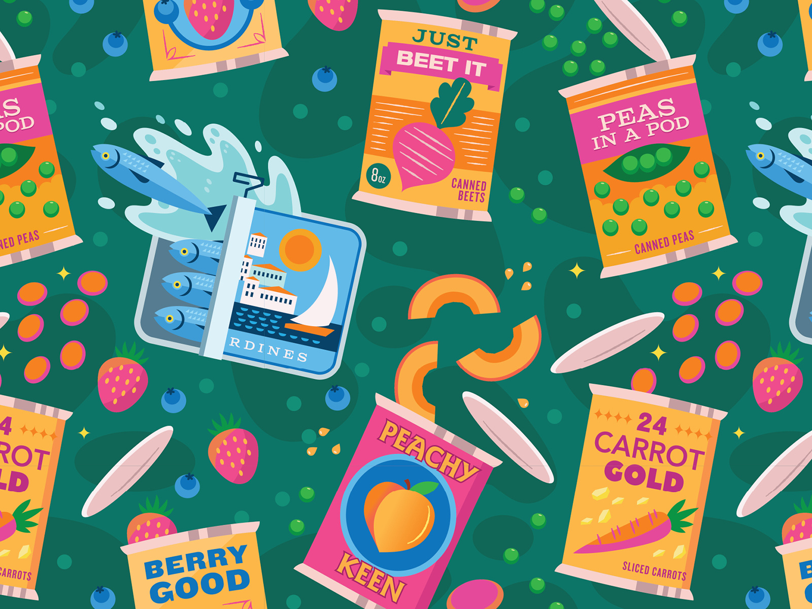 Vintage Canned Goods Pattern by Tim Eggert on Dribbble