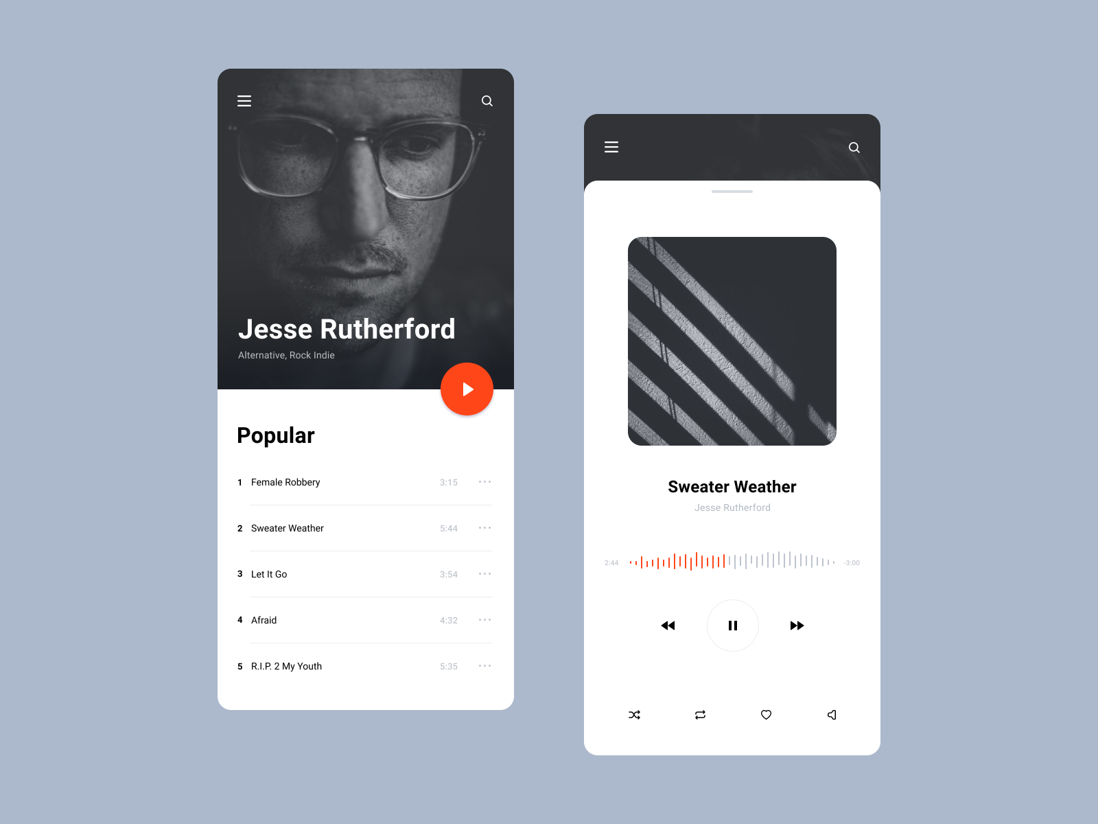 Music Player App by Olga Levytska on Dribbble