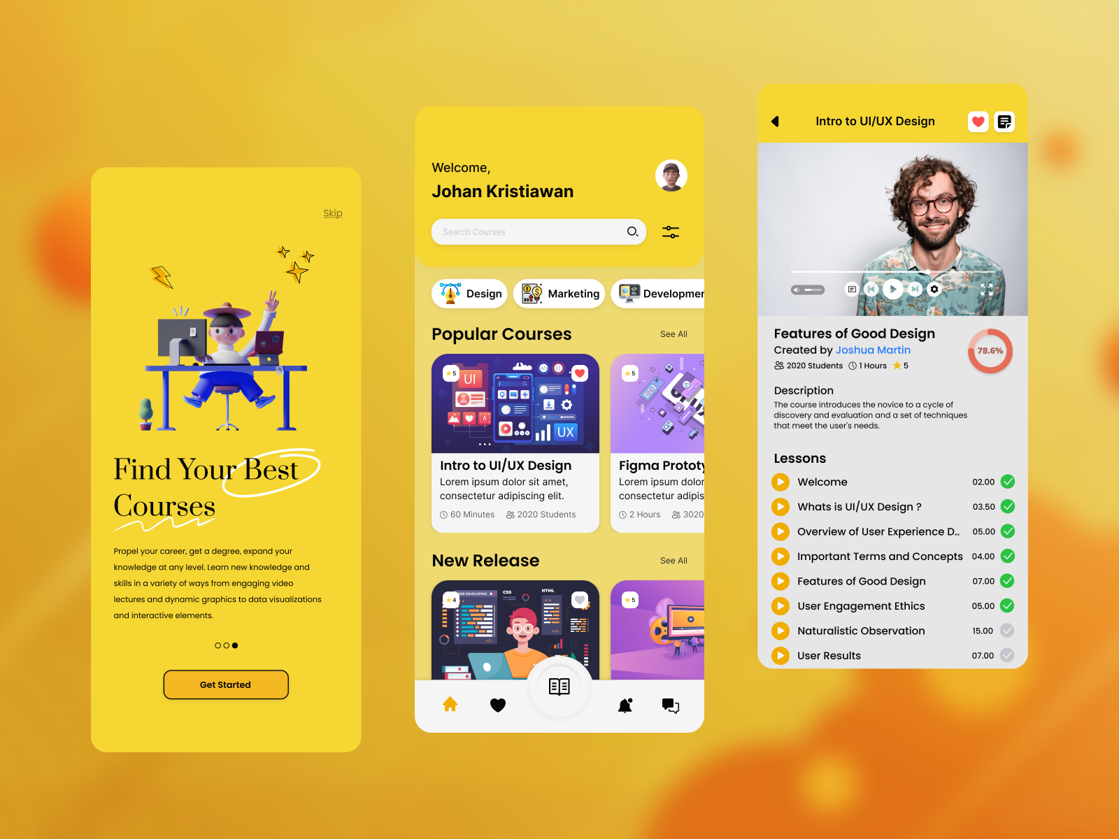 "Online Learning Course" Mobile App by Johan Kristiawan on Dribbble