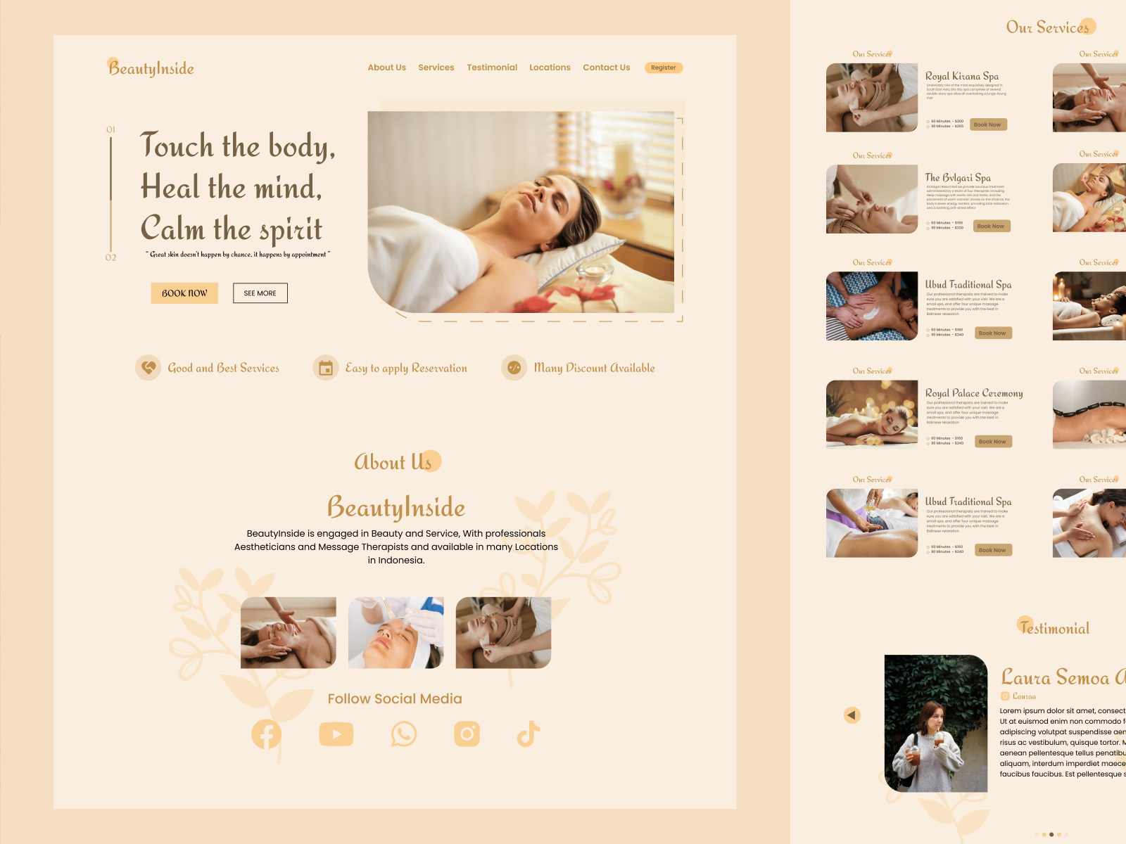 Web Design - BeautyInside spa sercives by Johan Kristiawan on Dribbble