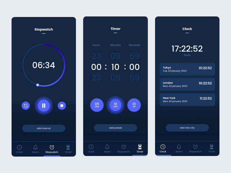Timer & Stopwatch by Pierre Guillou on Dribbble