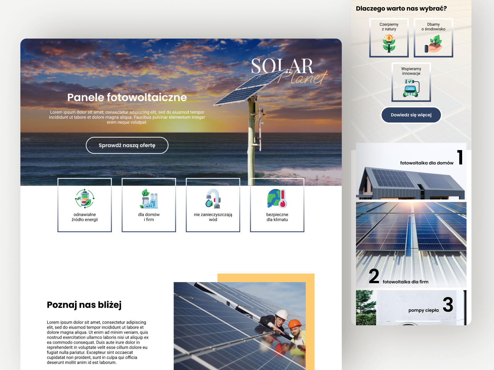 Web and mobile page - solar panels by Karolina Kuczek on Dribbble