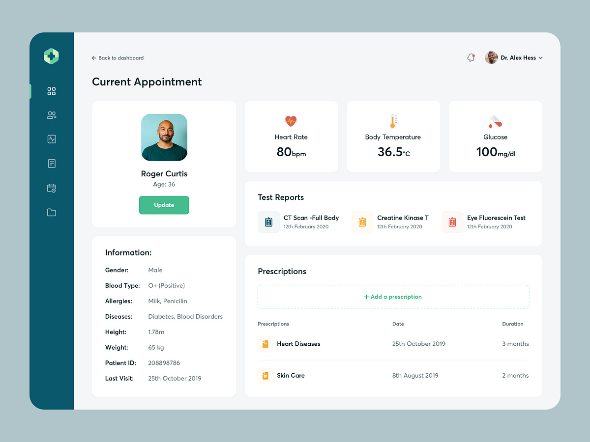 Healthcare Tool - Patient Page by Sami for Pixeleton on Dribbble