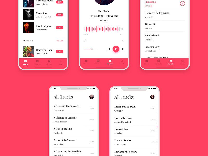 Freebie - Music Player App UI Kit by Sami 🏀 on Dribbble