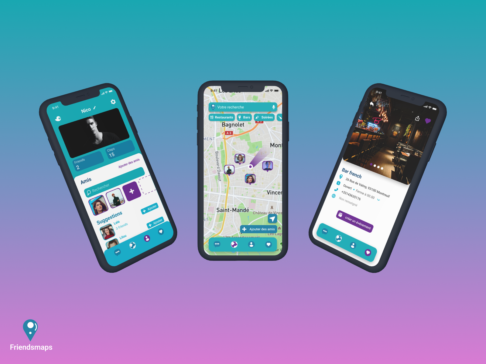 Application de friends mapping by Nico on Dribbble