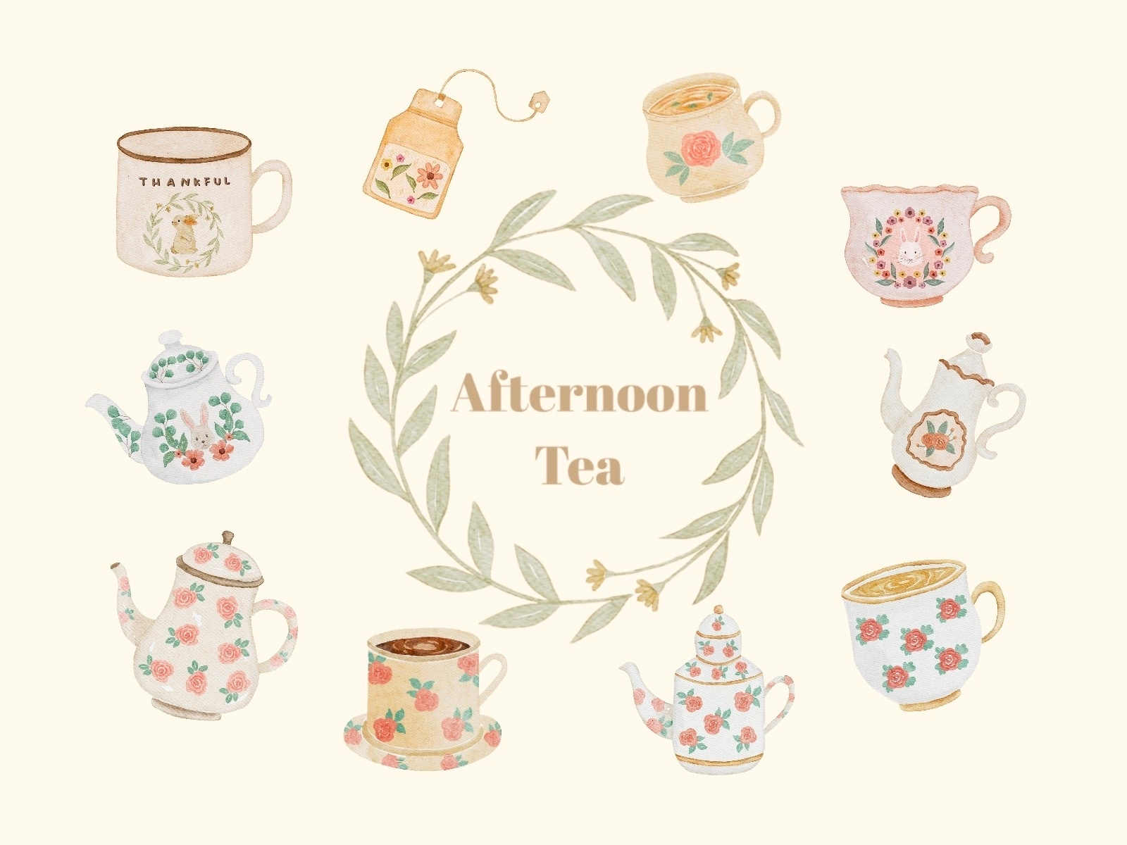 Afternoon Tea Hand Draw Watercolor by Malatee on Dribbble