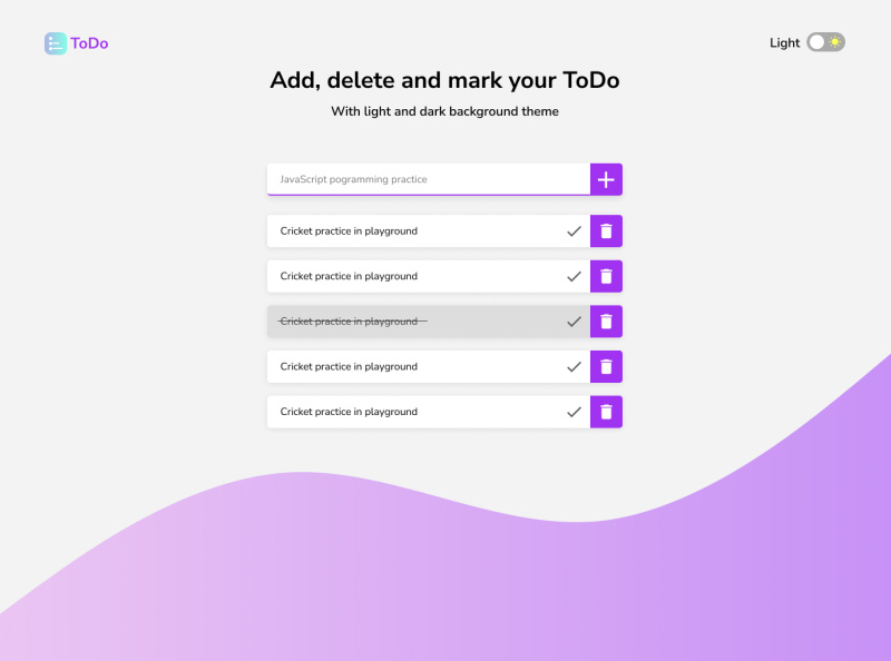 ToDo App with Light theme by Sanskar Maheshwari on Dribbble