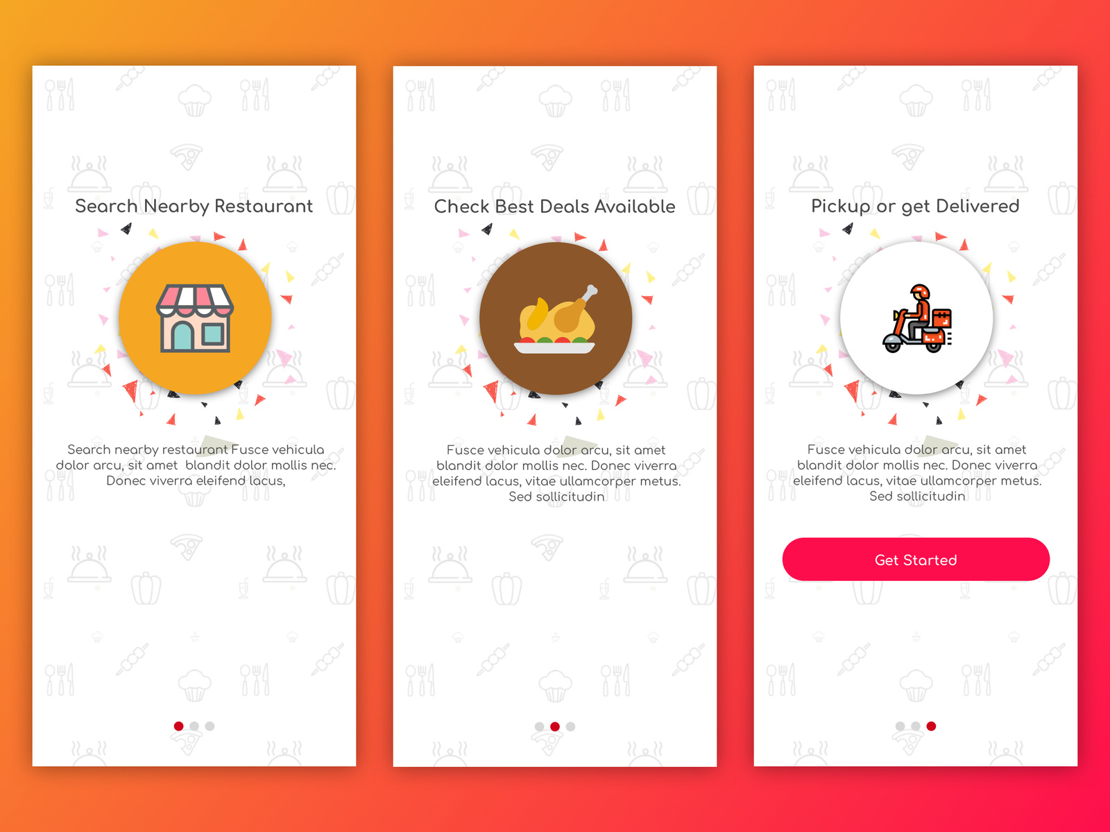 Daily UI #009 - Food App Walkthrough Screens by Sarpreet Kalyan on Dribbble Daily UI #009 - Food App Walkthrough Screens by Sarpreet Kalyan on Dribbble