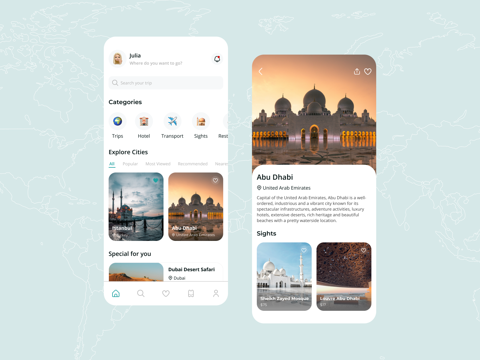 Travel app by Julia on Dribbble