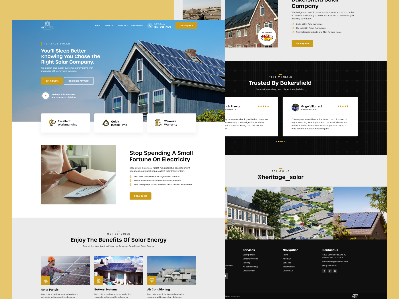 Website Design for a Solar Company by Prashant for NailTheWeb on Dribbble