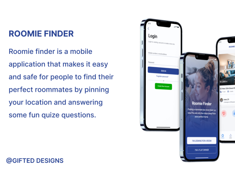 ROOMIE FINDER by GIFTED DESIGNS on Dribbble