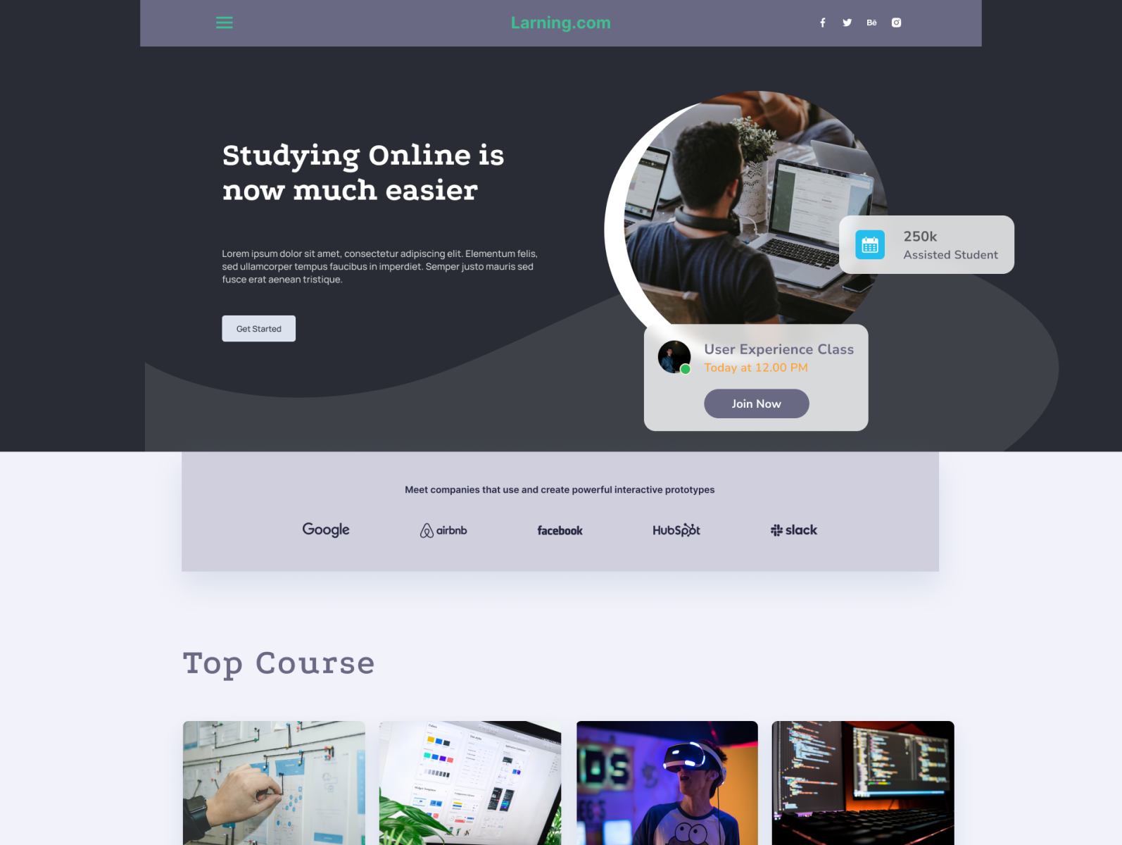 Larning.com-education Landing page by Opurba Banik on Dribbble