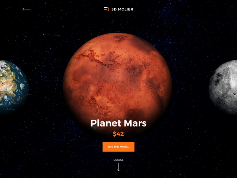 Space 3D Model Store Slider Animation by Shakuro on Dribbble