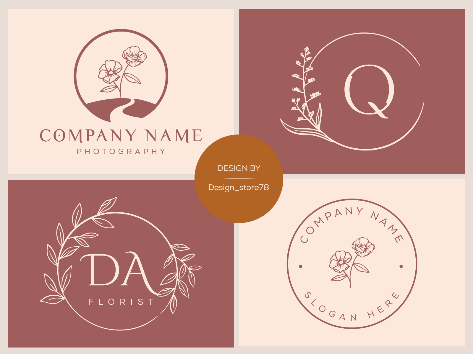 Botanical Floral element Hand Drawn Logo with Wild Flower by Design ...