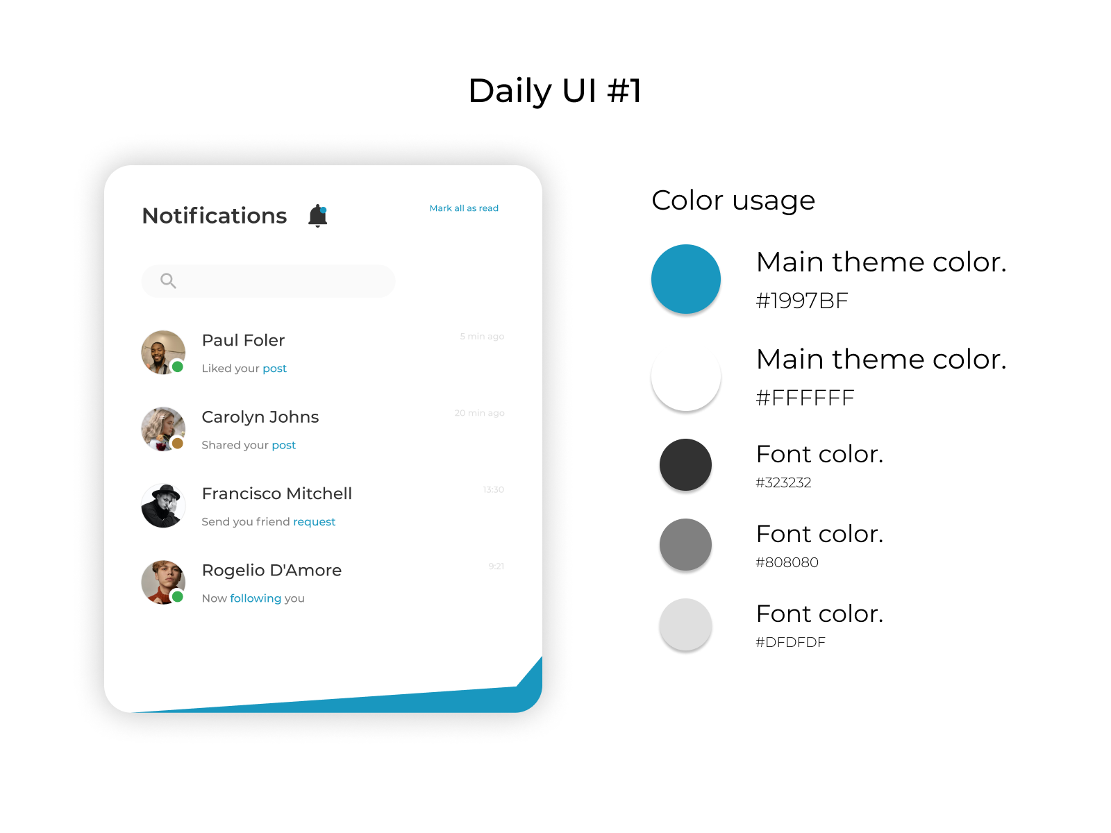 Notifications bar. Daily UI #1 by Konrad on Dribbble