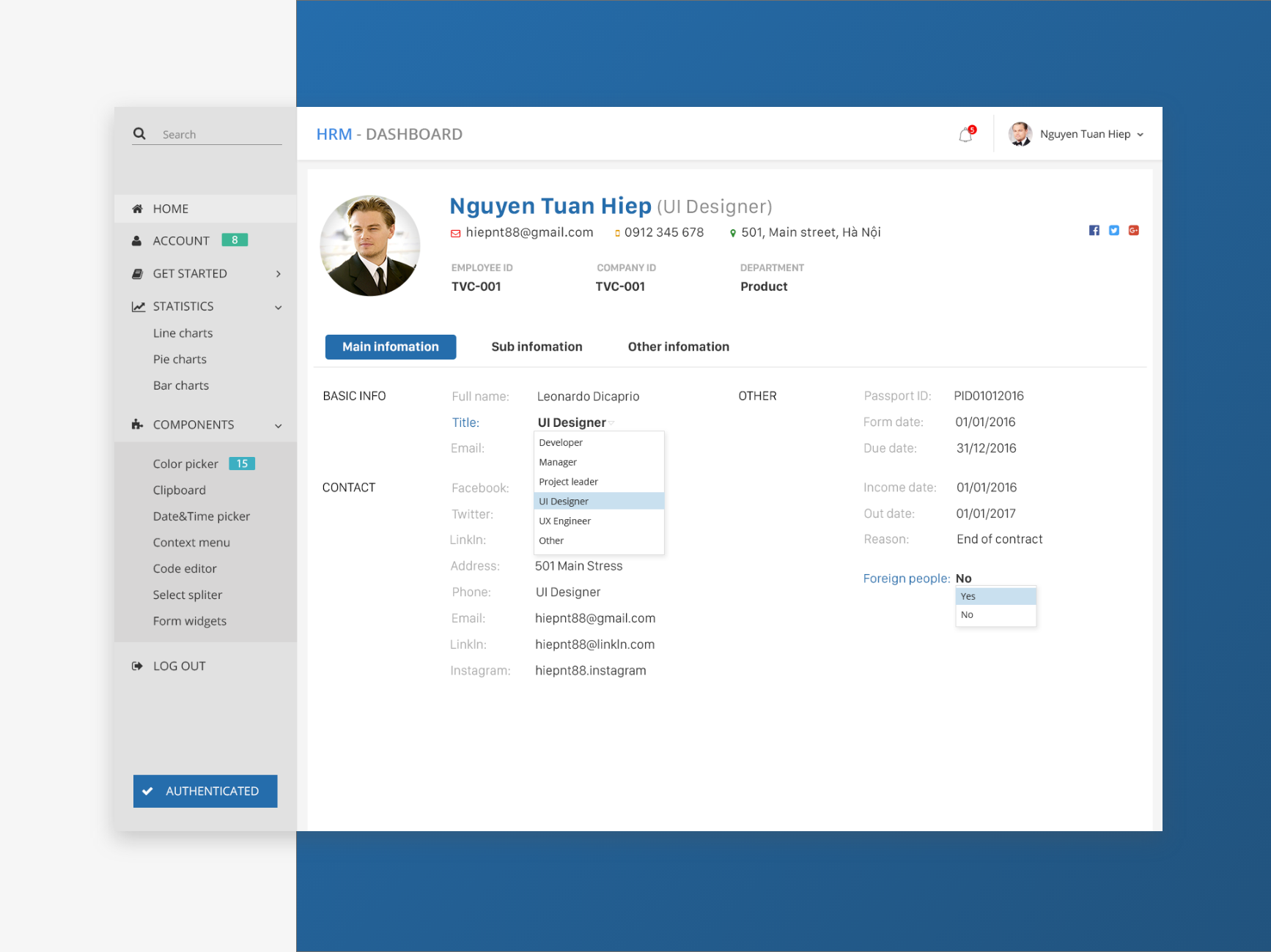 #Daily UI: User Profile by Hiep on Dribbble