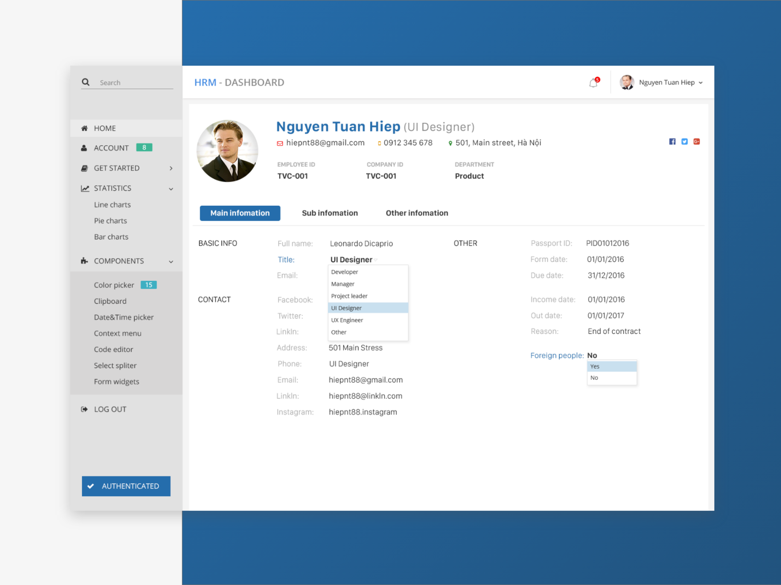 #Daily UI: User Profile by Hiep on Dribbble