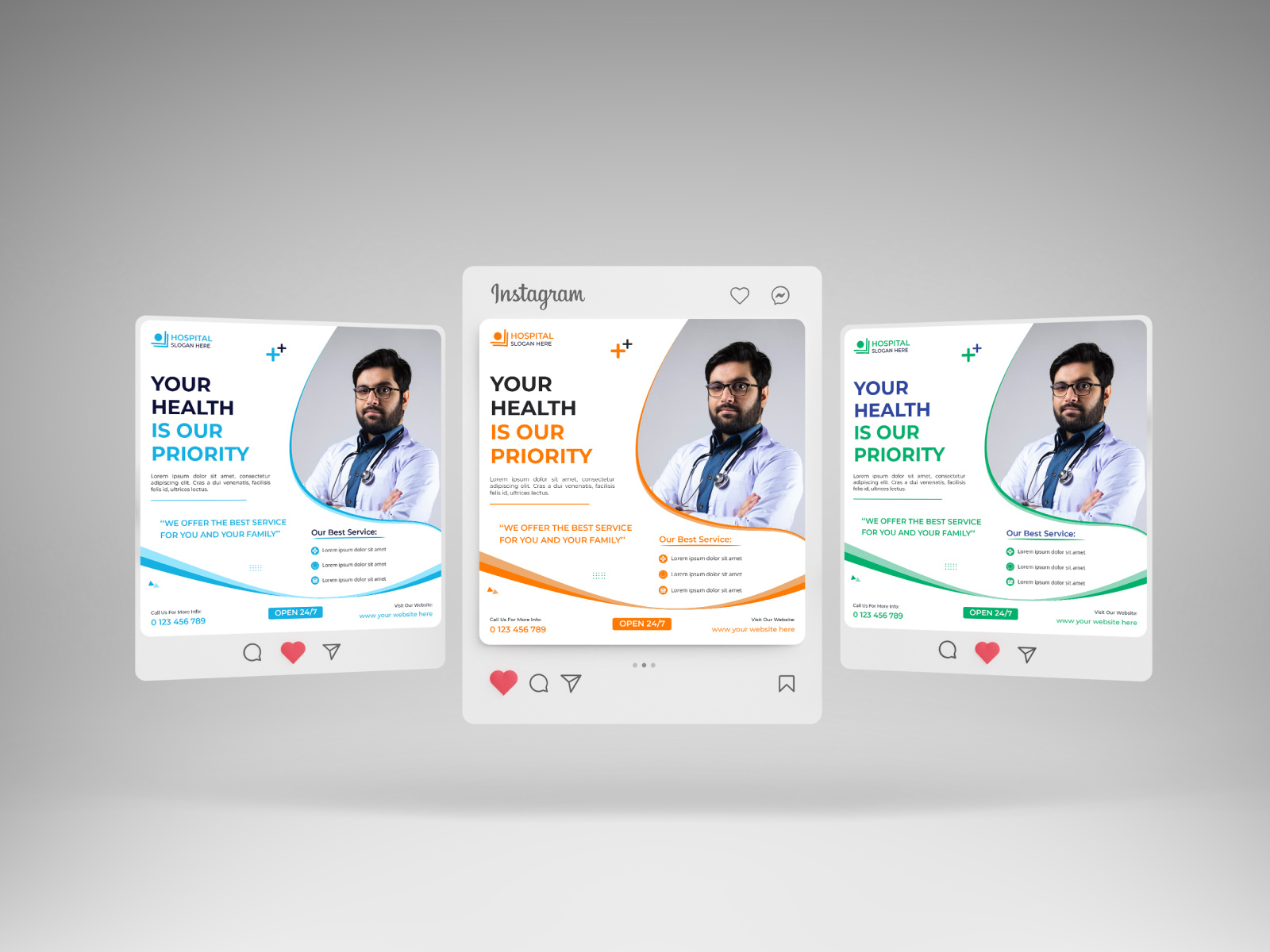 Doctor social media post template by Rasel Raj on Dribbble