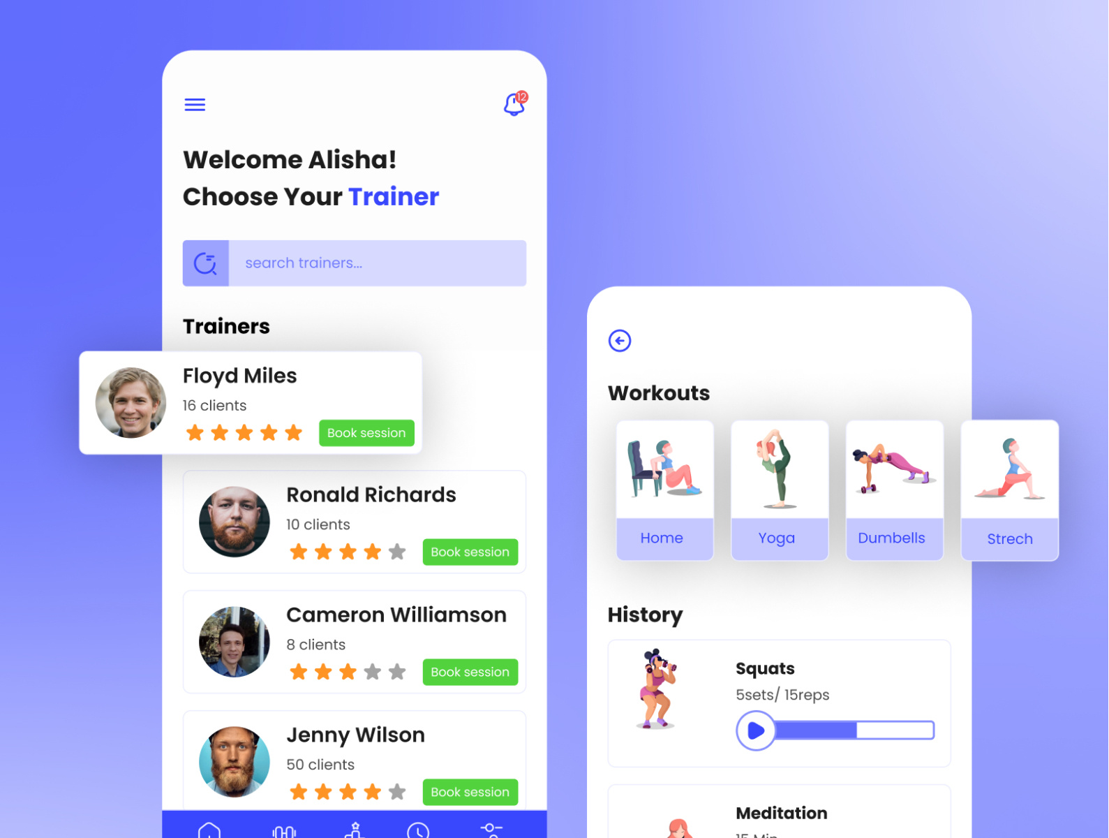 Workout application by splendour austin on Dribbble