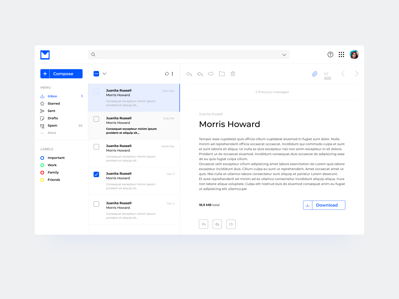 Mail Client by Friðrik Ari Sigurðarson on Dribbble