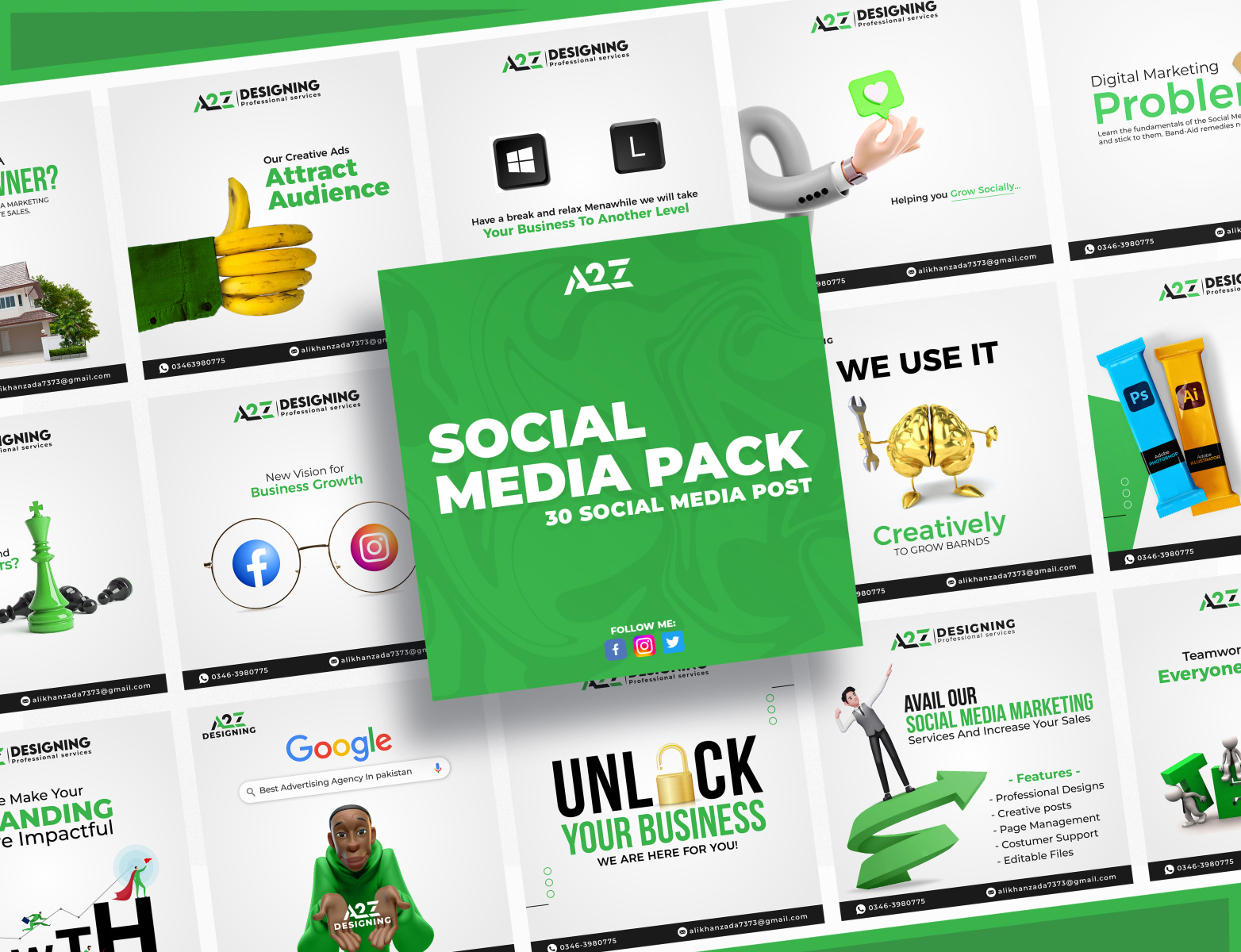Social Media Post Design | Green by a2z designing on Dribbble
