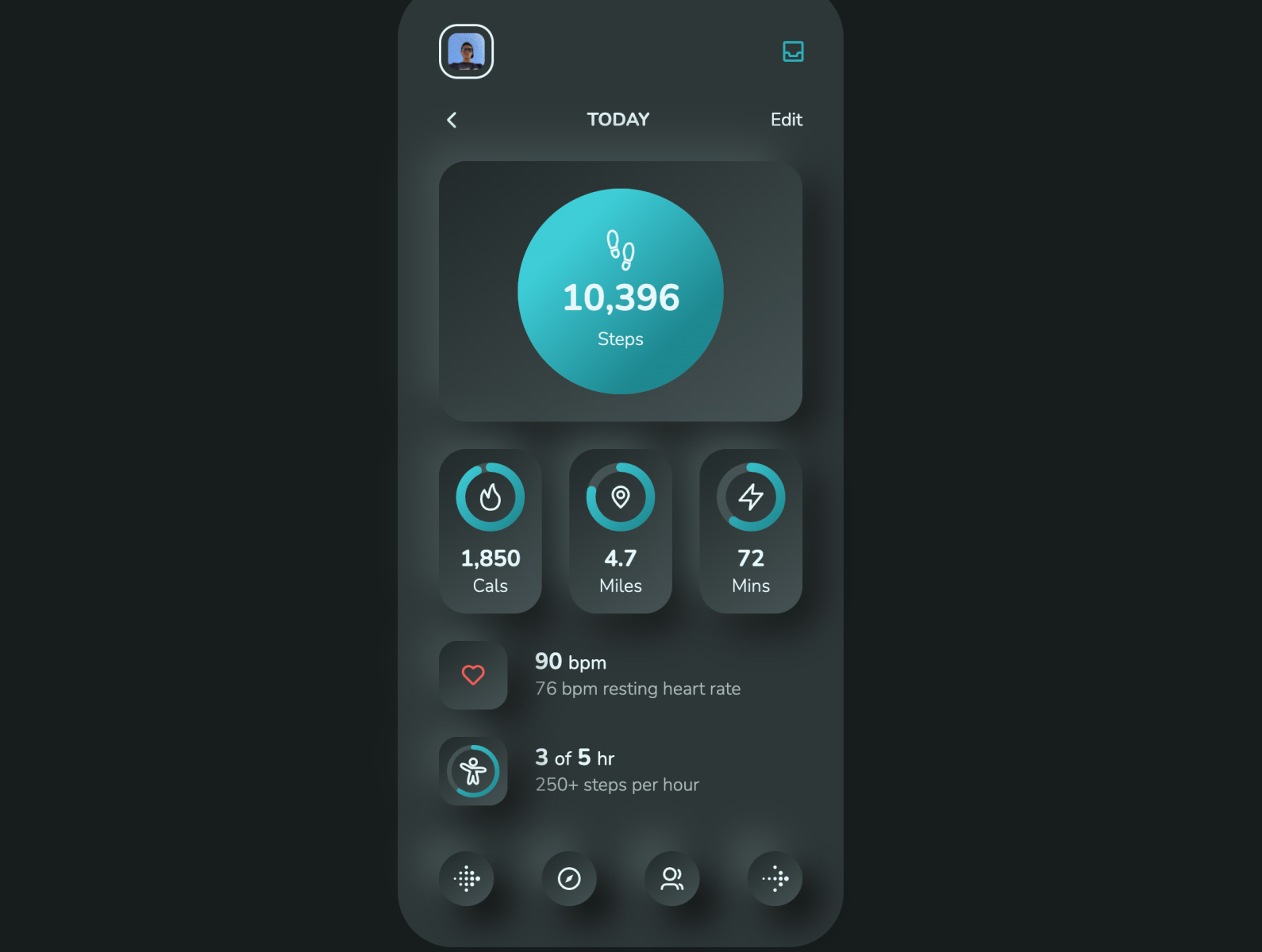 Dark Fitbit-UI by Tyler Doyle on Dribbble