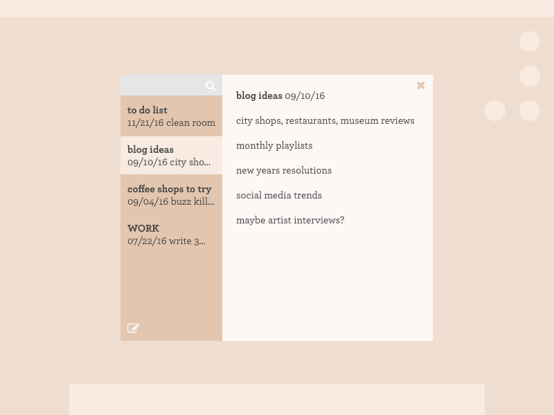 Daily UI - Notes Widget by Nicole Shelton on Dribbble