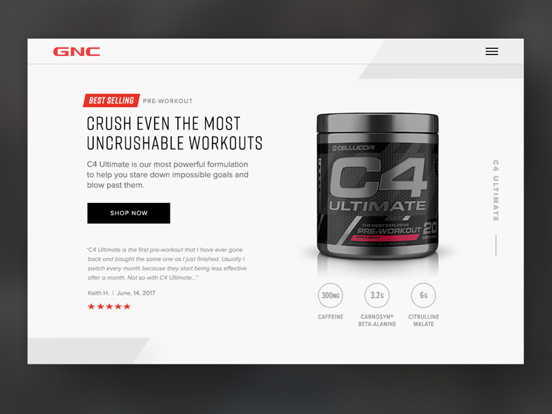 Brand Page Concept for GNC by Brad Gattis on Dribbble
