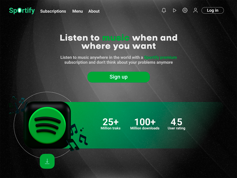 Spotify website - redesign concept (personal layout) by Nik_R on Dribbble