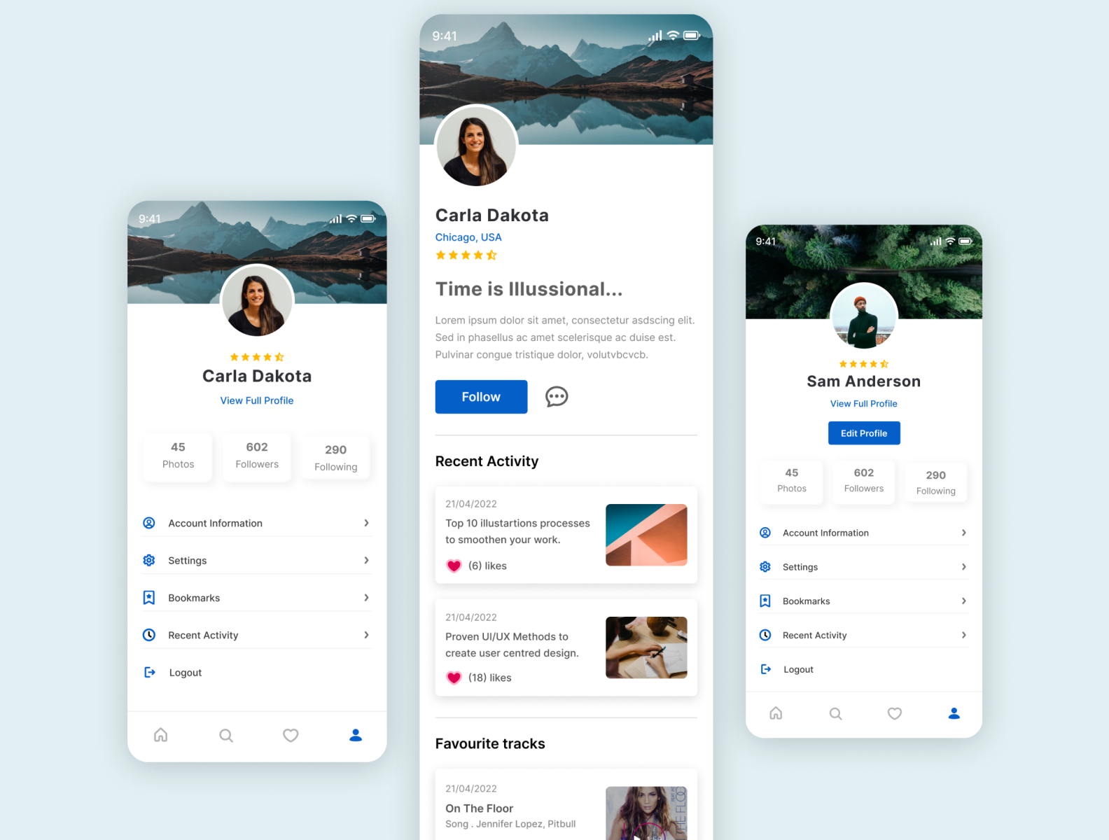 Daily UI 006 : User Profiles by Maansi Gupta on Dribbble