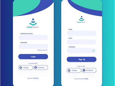 Login and Sign Up screens by Sara PaFú on Dribbble