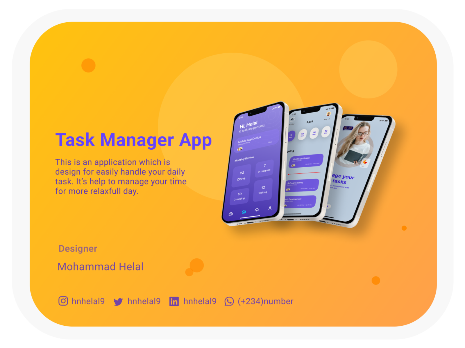 Task Manager App UI Design by Mohammad Helal on Dribbble