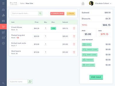 Point of Sale dashboard by Laura Lanzoni on Dribbble