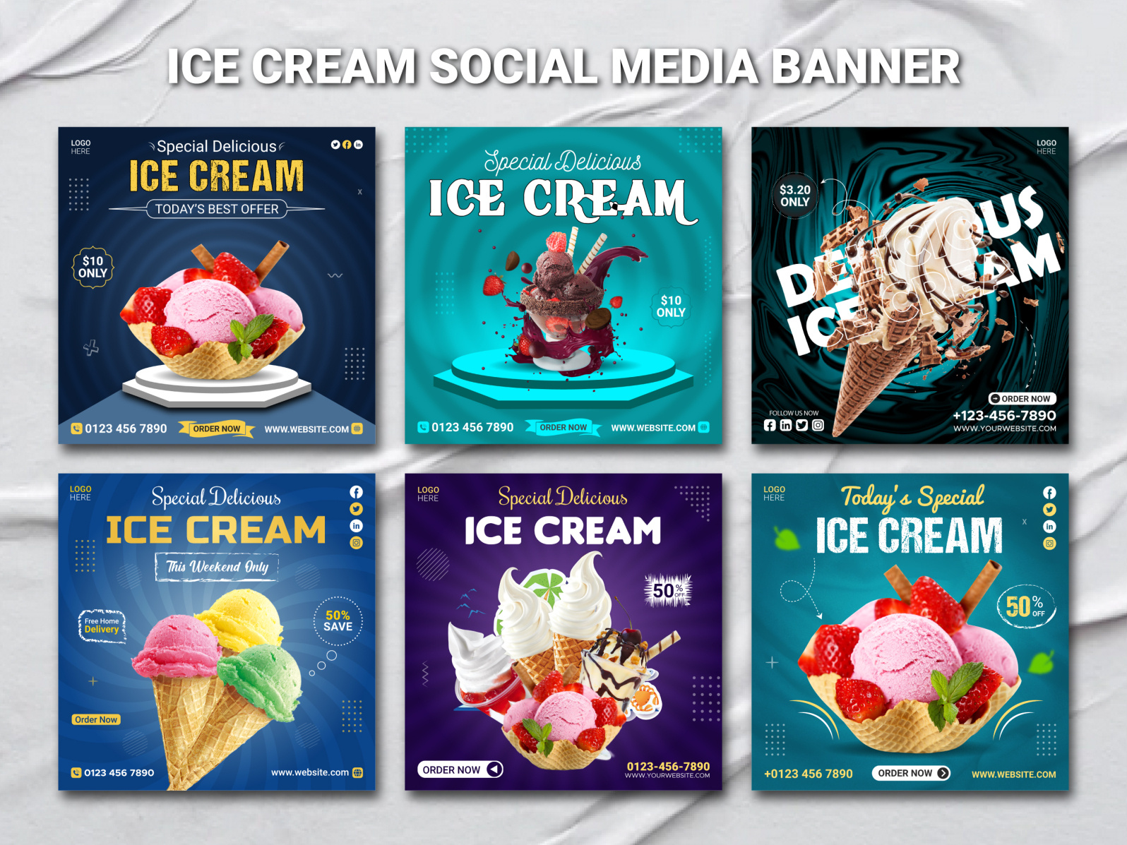 Social Media Post Ice Cream Banner Design by Rakib Ali on Dribbble