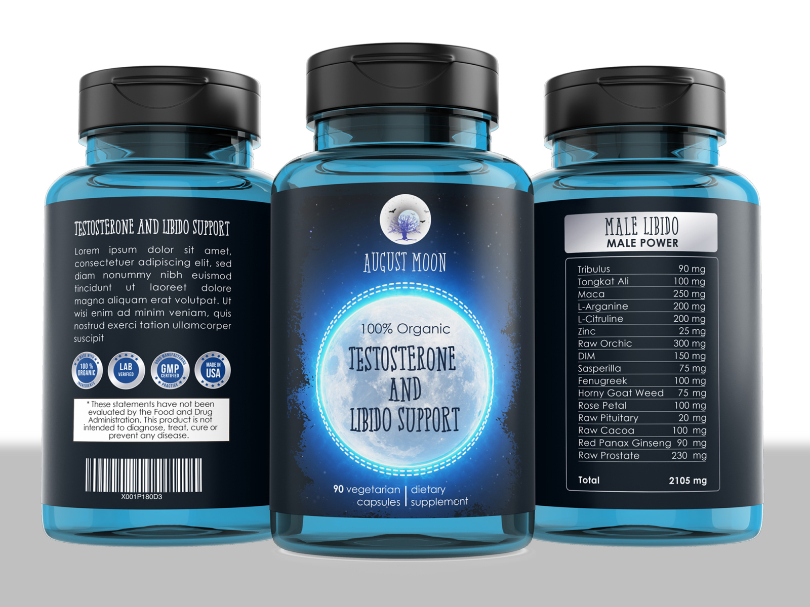 August Moon, Testosterone and Libido Support label design by Danica ...
