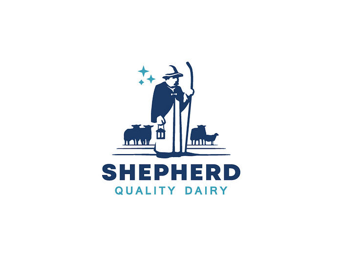 Shepherd and sheep logo by Mersad Comaga on Dribbble