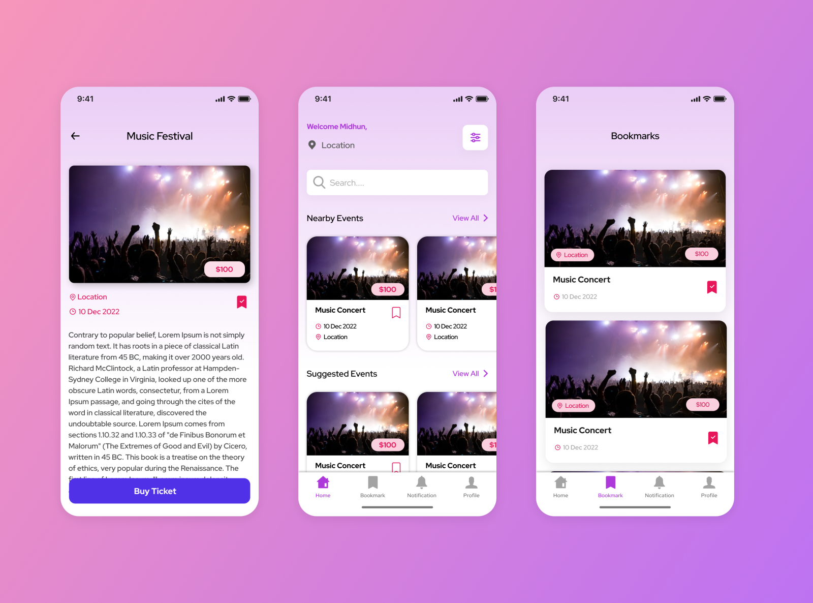 Concert Booking App by midhun on Dribbble