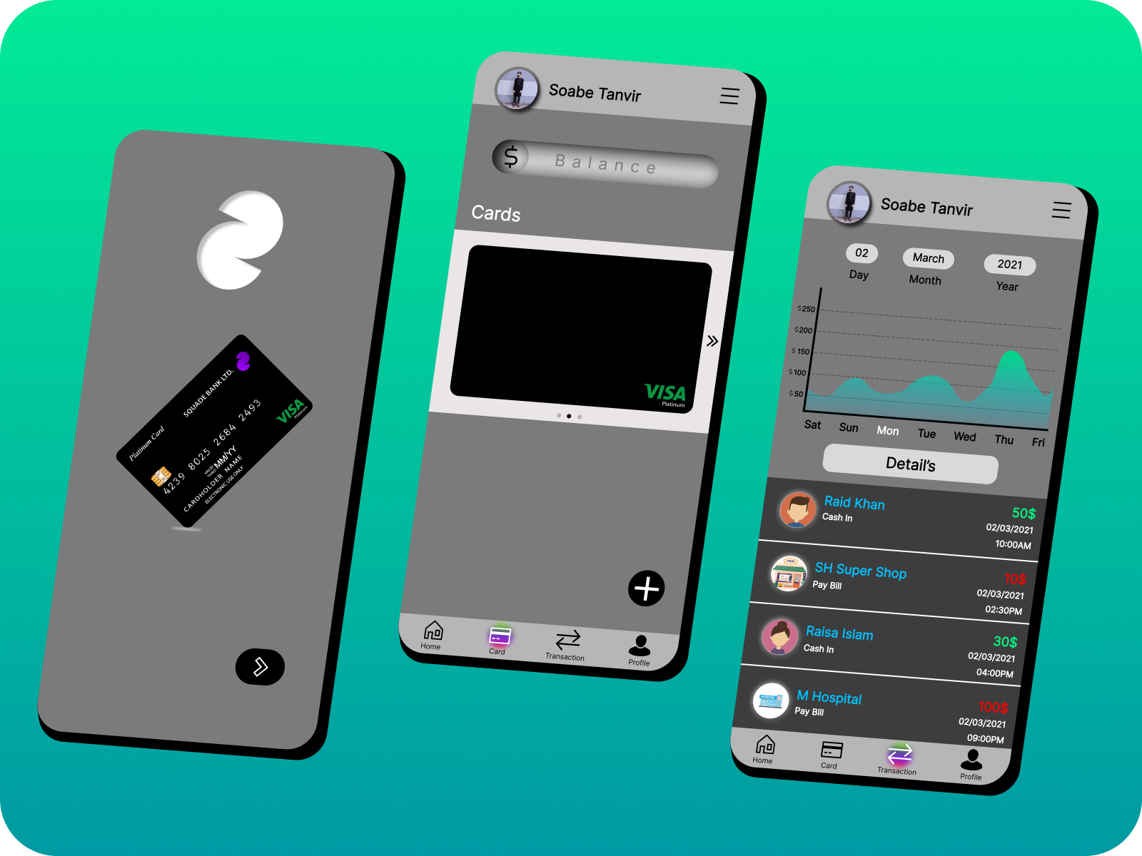 Banking Card Checking Regular Transaction & Balance UI Design by Sabbir ...
