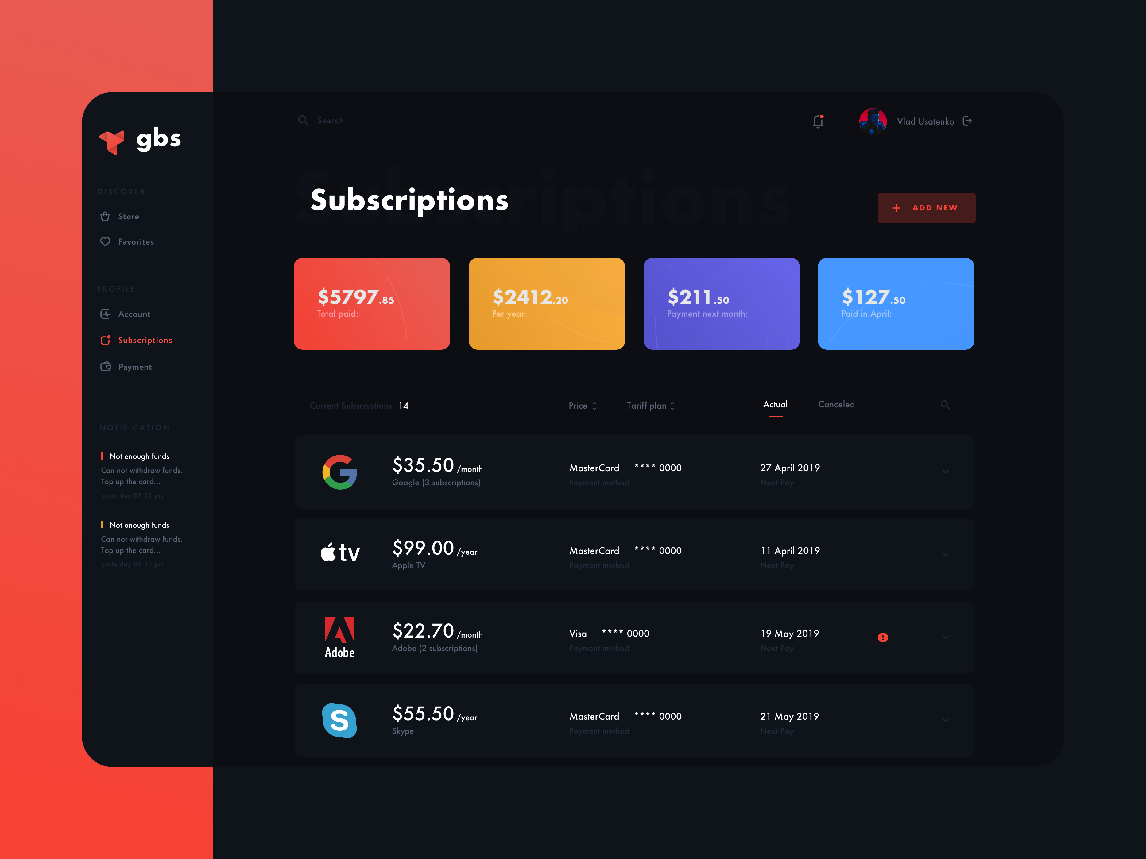 Gbs - Service for subscriptions by VU on Dribbble