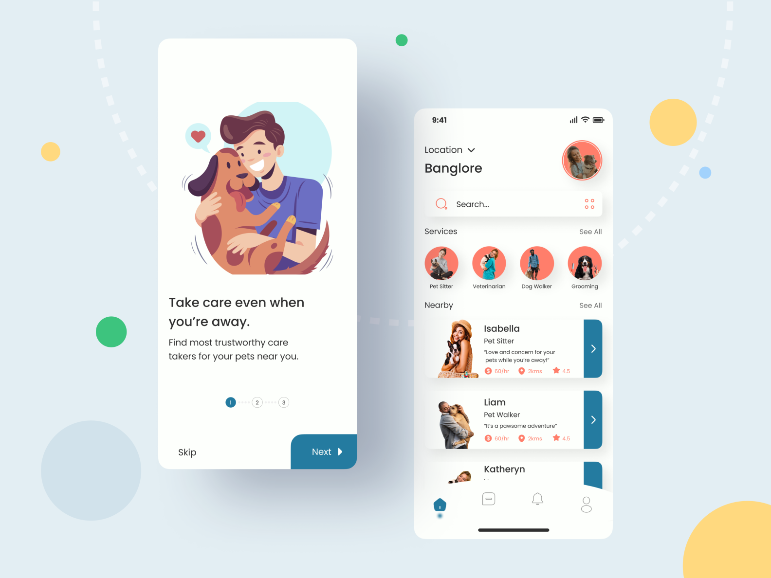 Pet Care Application UI by vishal an on Dribbble