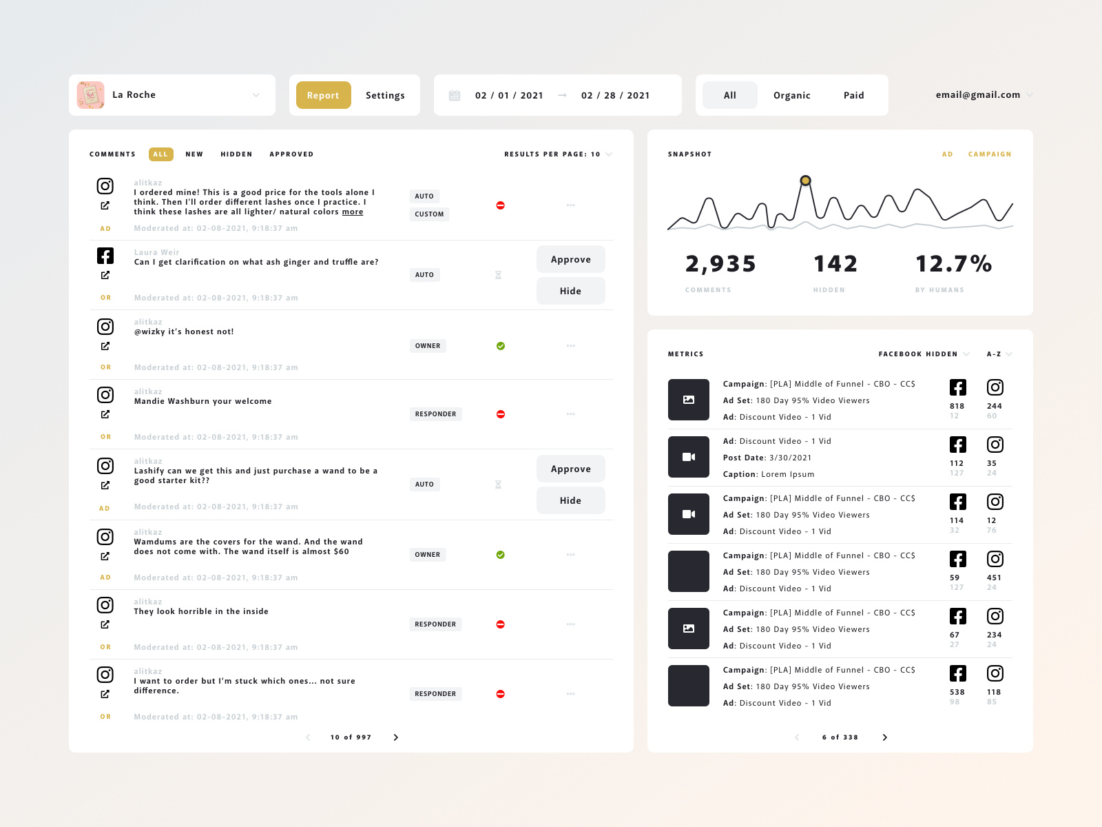 Moderation Dashboard by Kelvin Lin on Dribbble