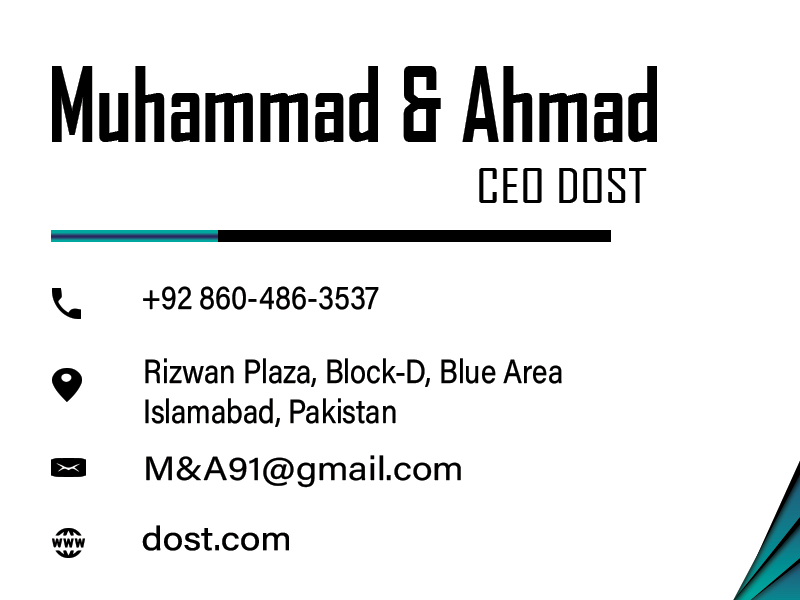 Dost Business Card Design by MUHAMMAD AHMAD on Dribbble